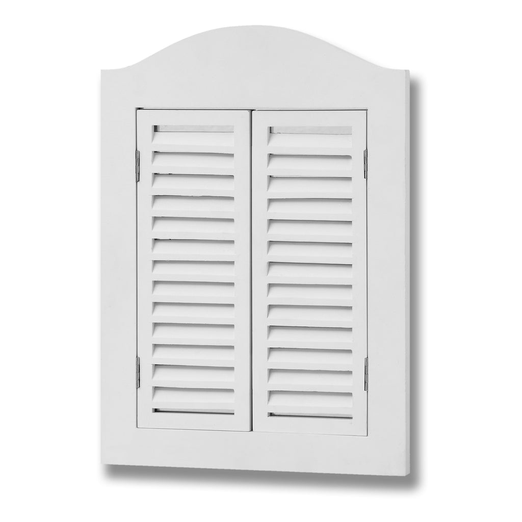 white shutter window mirror